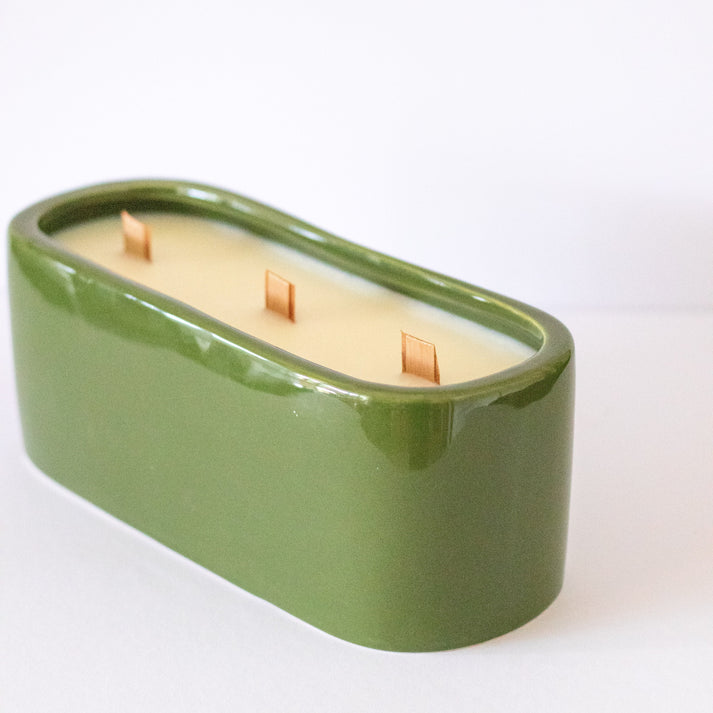 Mini Baguette Centrepiece Candle Olive Green – Beecher Glow